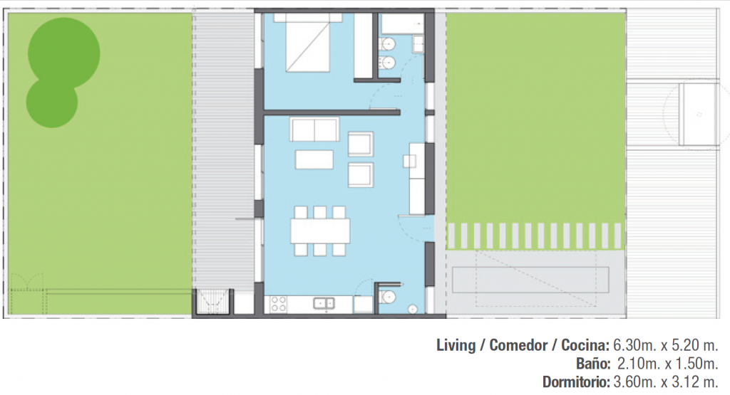 Plano de Casa inferior 60m2 – Procrear 2020 – Planos de Casas Gratis